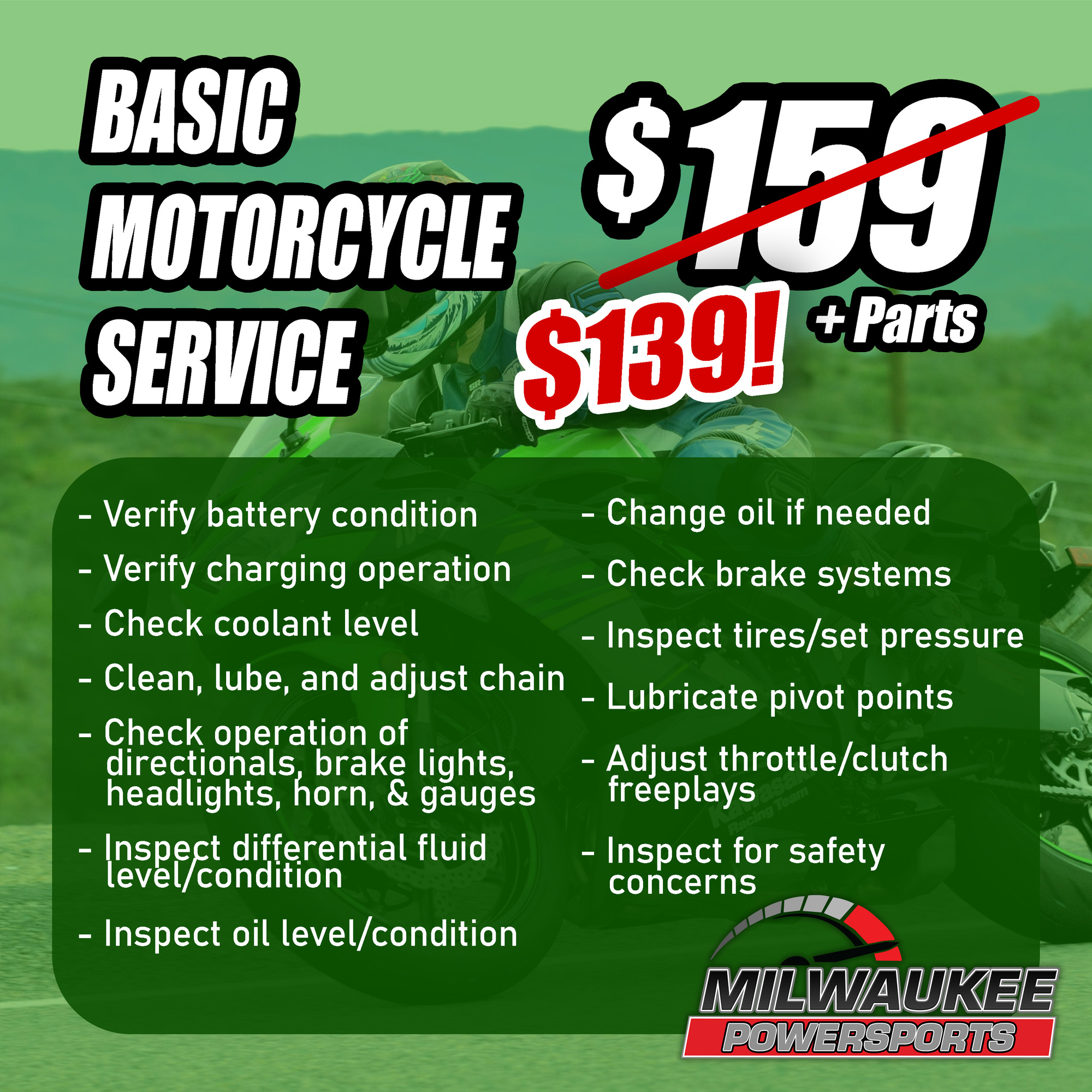 Service Specials | Milwaukee Powersports | Oak Creek Wisconsin